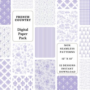 Purple French Floral Digital Paper: Scrapbook & Journal Kit (digital ...