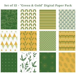 Scrapbooking Paper Green Gold Digital Paper Seamless Patterns ...