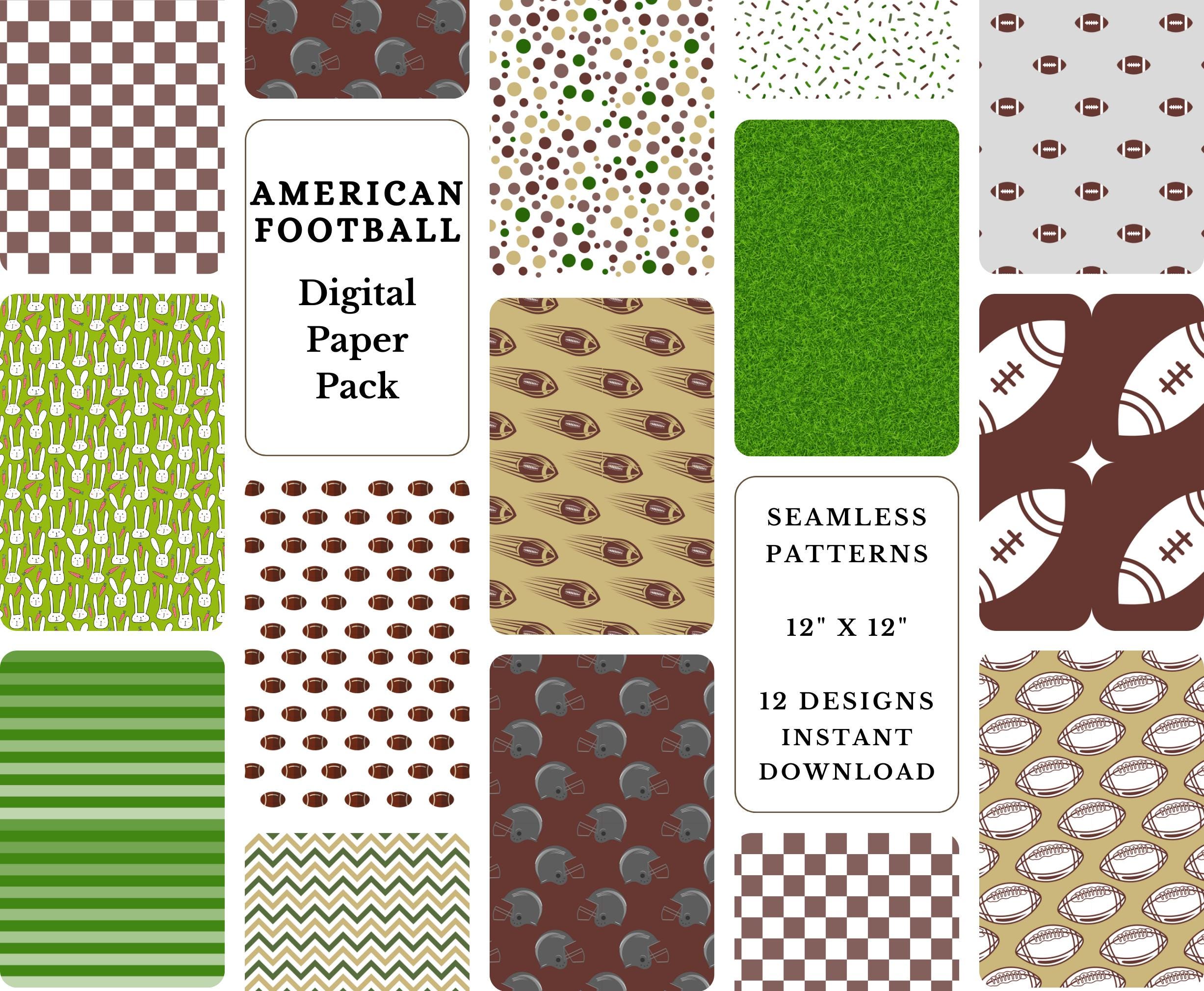 Football Digital Paper Pack: Seamless Sports Patterns (PDF) - Etsy