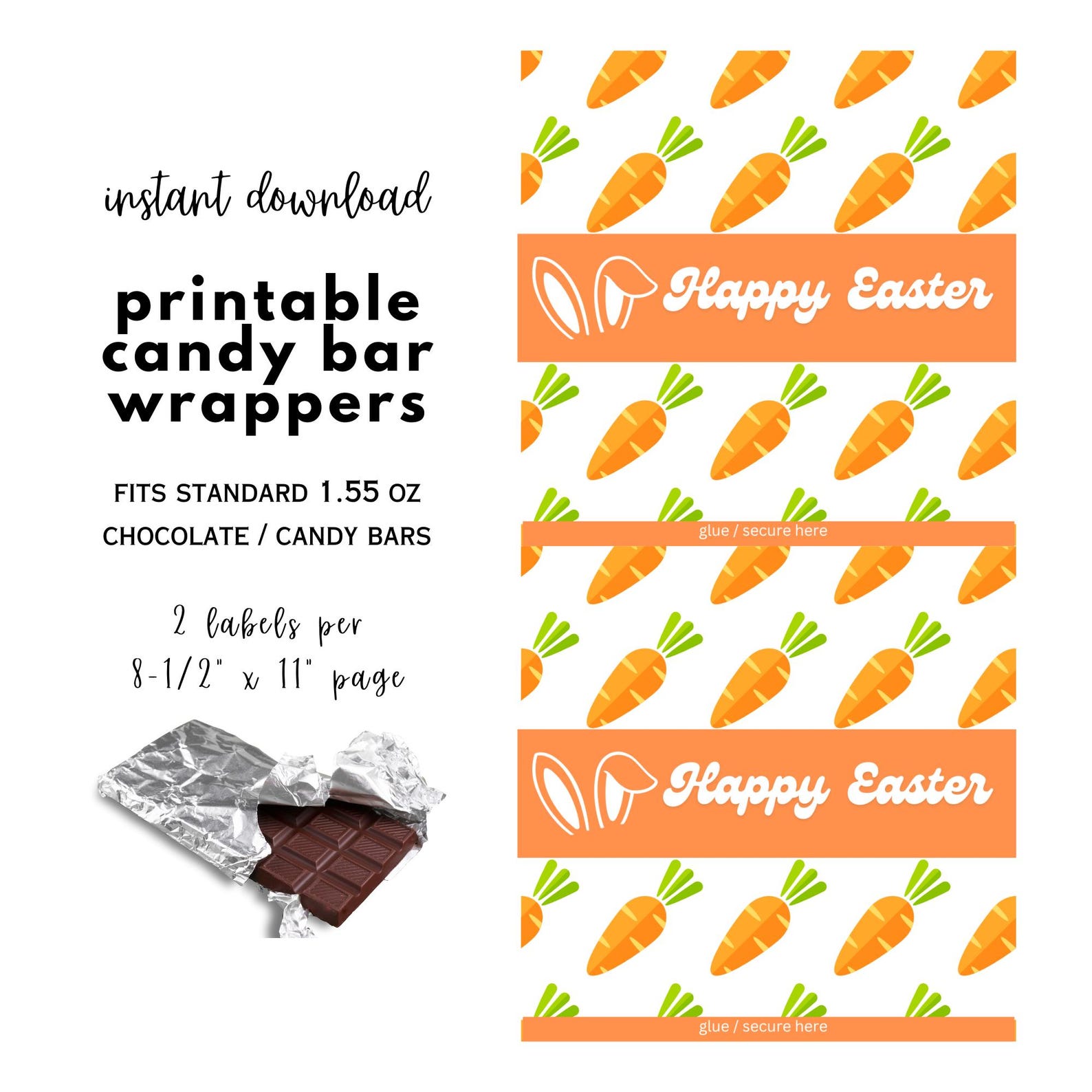 Printable Easter Candy Bar Wrappers: Treat Favors (digital Download) - Etsy