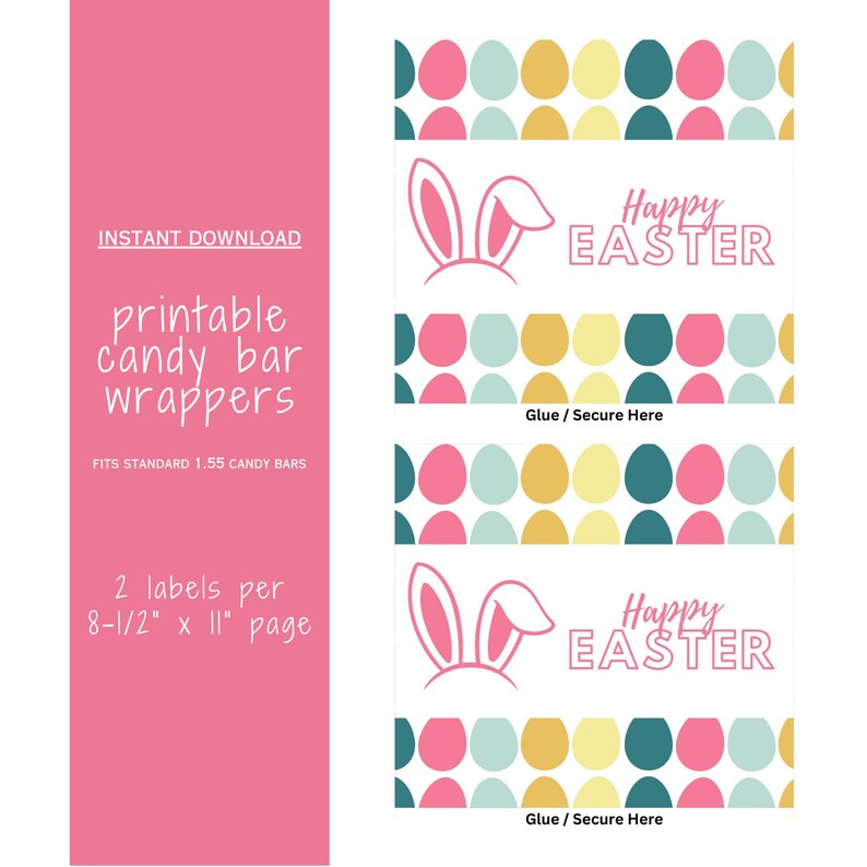 Printable Easter Candy Bar Wrapper Labels Party Favors - Etsy
