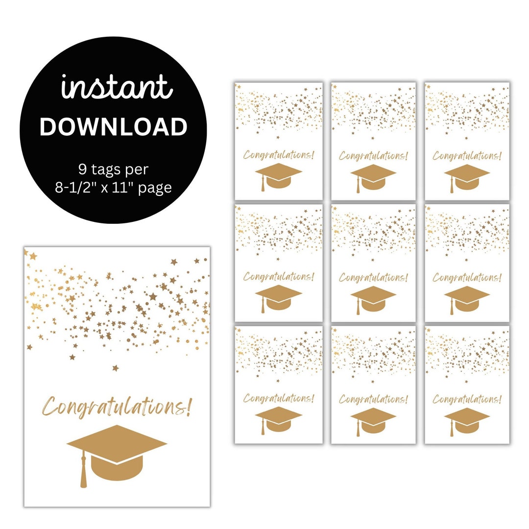 Graduation Gift Tags Printable Gift Tags Congratulations Graduate ...