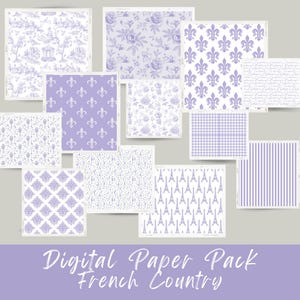 Purple French Floral Digital Paper: Scrapbook & Journal Kit (digital ...