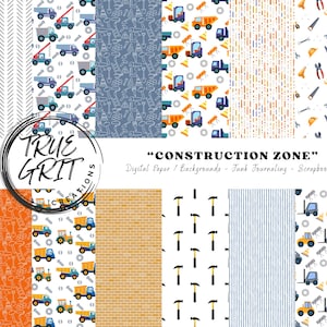 Construction Truck Digital Paper Pack: Scrapbook Patterns (digital ...