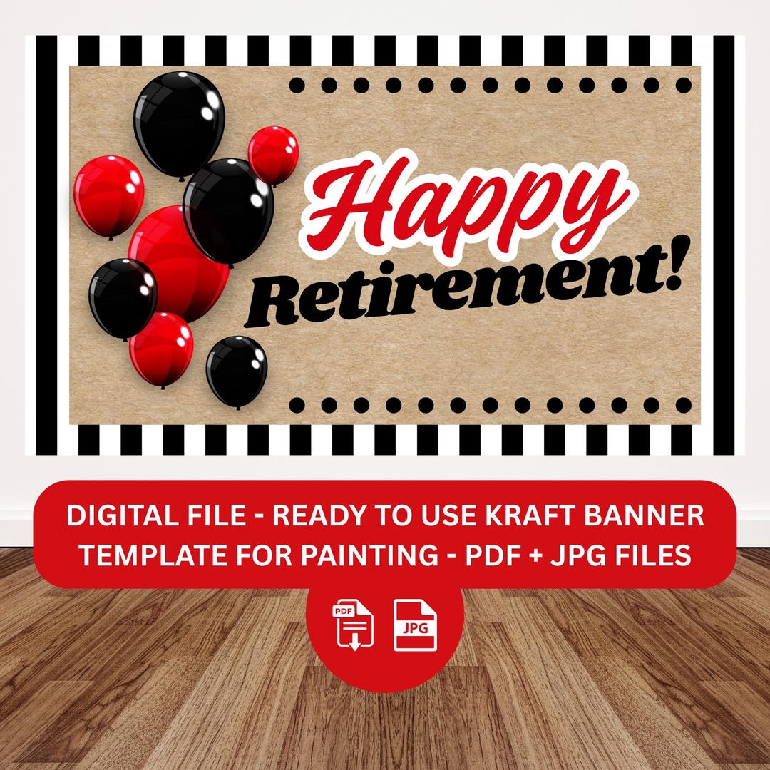 Retirement Party Banner Template: Painted Kraft Design (digital ...