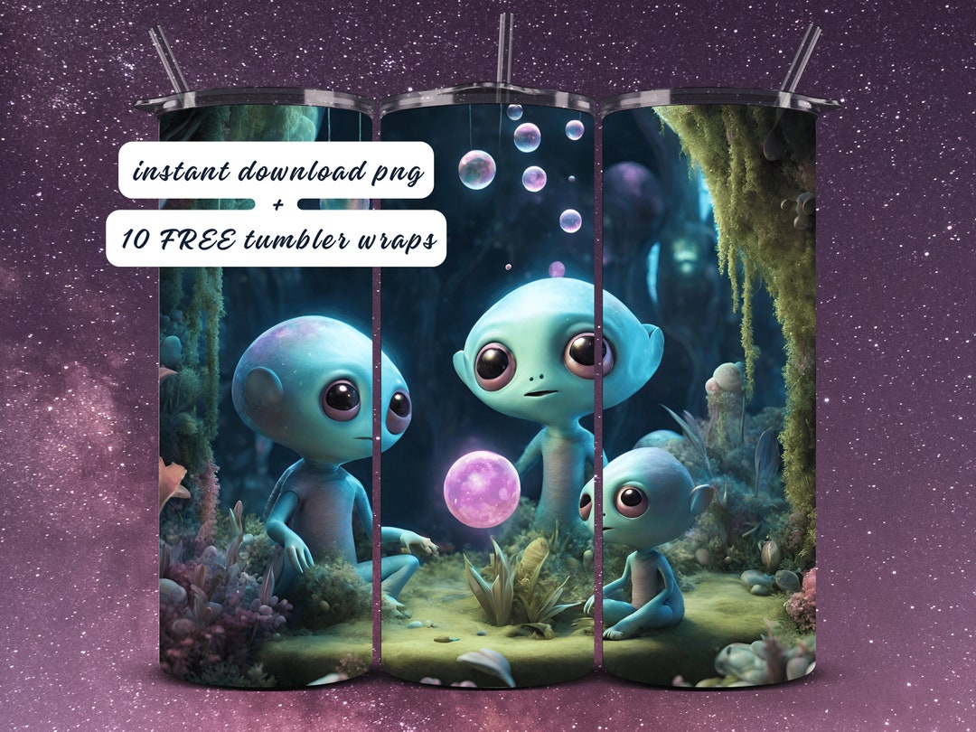 Alien Tumbler Wrap PNG, Cute Alien Tumbler Wrap, Baby Aliens Tumbler ...