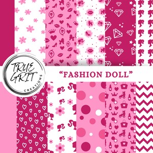 Fashion Doll Digital Paper Pack Barbie Seamless Patterns Instant ...