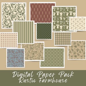 Rustic Farmhouse Digital Paper Pack: Vintage Wallpaper Patterns (PDF ...
