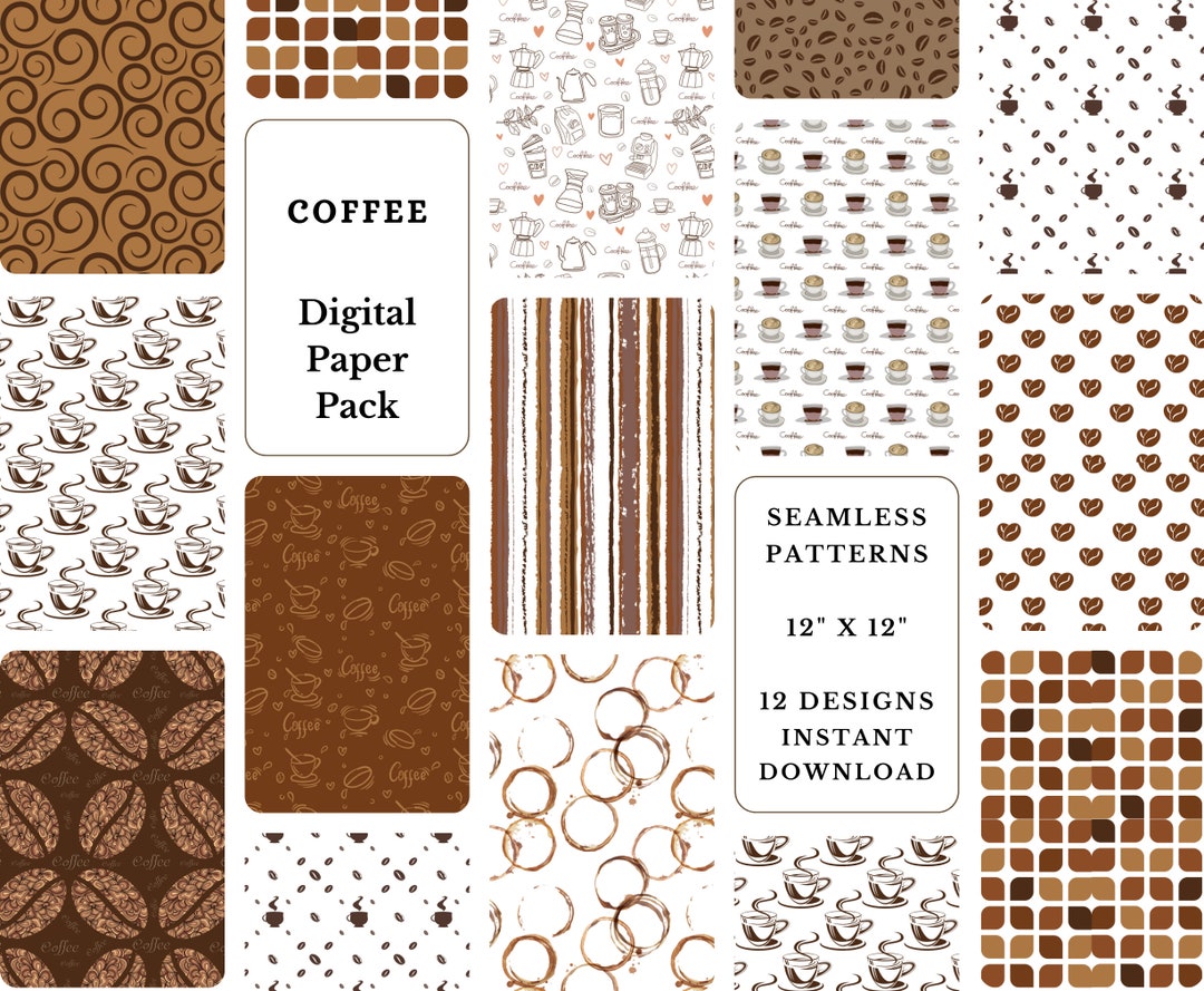 Coffee Digital Paper Pack, Coffee Pattern Scrapbook Paper, Coffee Lover ...