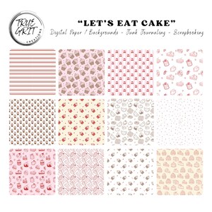 Cake Digital Paper Pack: Baking Scrapbook Patterns (digital Download ...