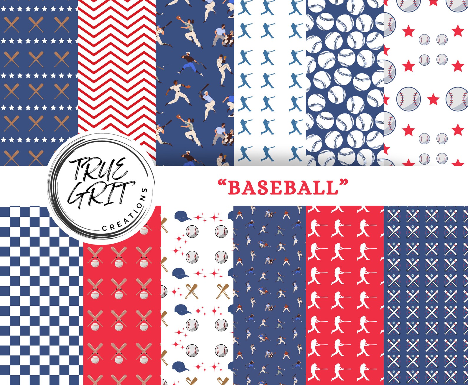 Fun Baseball Digital Paper Pack Sports Digital Backgrounds Instant ...
