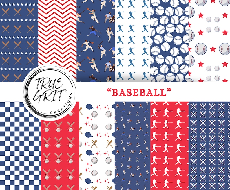 Fun Baseball Digital Paper Pack Sports Digital Backgrounds Instant ...