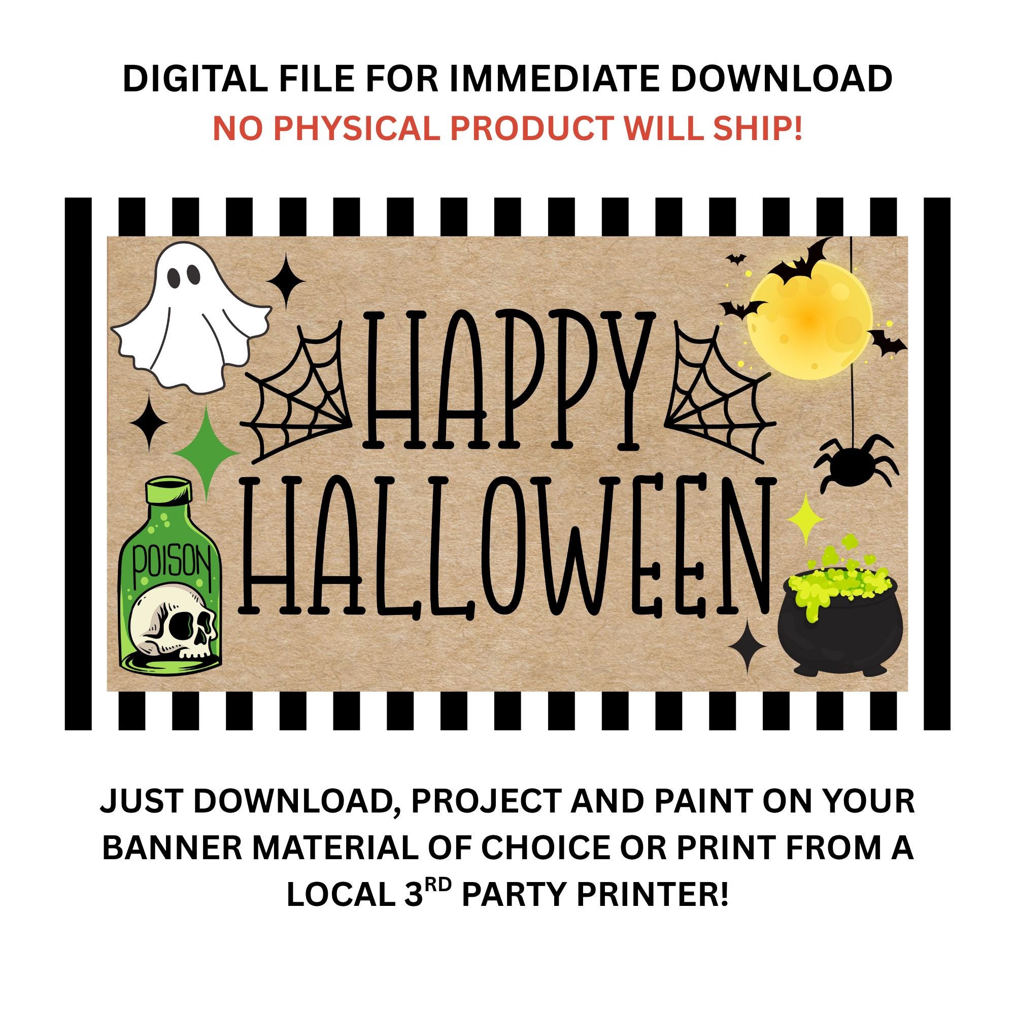 Halloween Painted Banner Template: Kraft Paper Design (digital Download ...