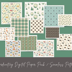 Camping Digital Paper Pack Scrapbooking Camping Patterns Seamless ...