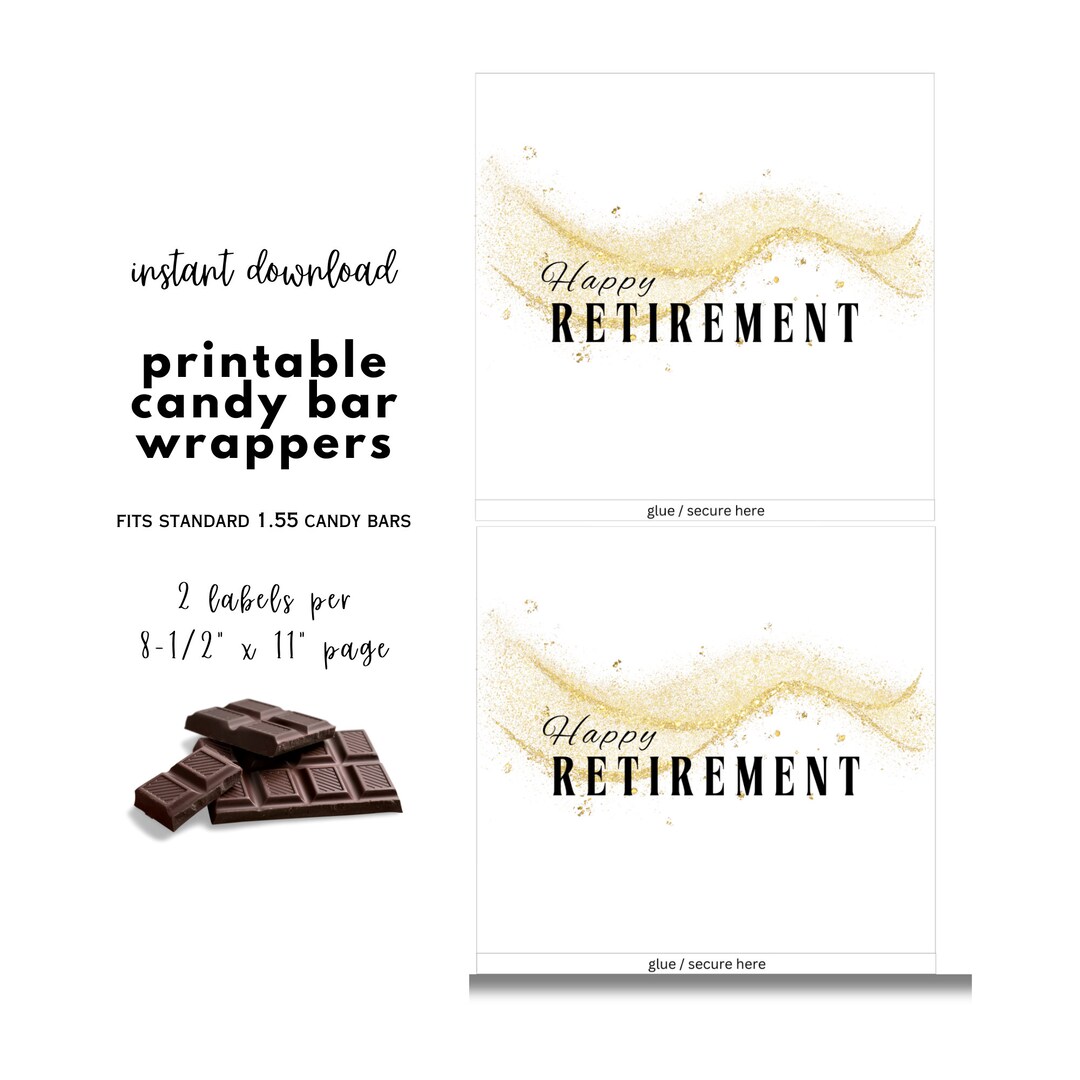 Retirement Candy Bar Wrapper | Happy Retirement Party Favors ...