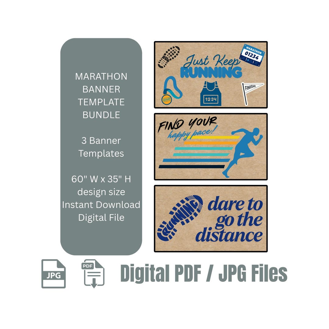 Marathon Runner Banner Template: Painted Design (digital Download) - Etsy
