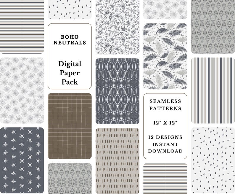 Boho Digital Paper Pack: 12x12 Seamless Patterns (digital Download) - Etsy