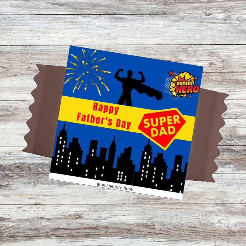 Printable Candy Bar Wrapper Super Dad Printable Chocolate Bar Wrapper ...