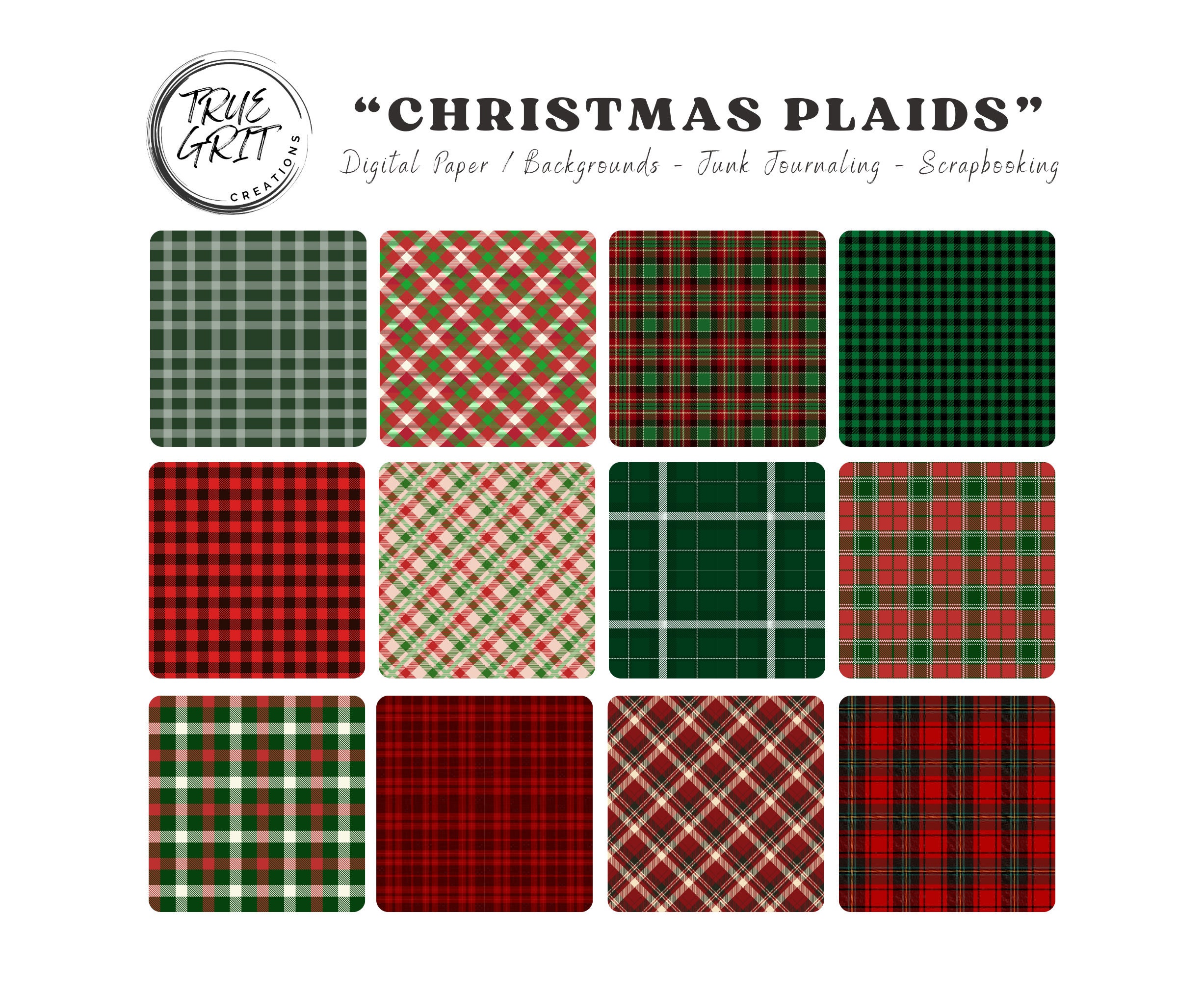Christmas Plaid Digital Paper Pack: Seamless Tartan Patterns (digital ...
