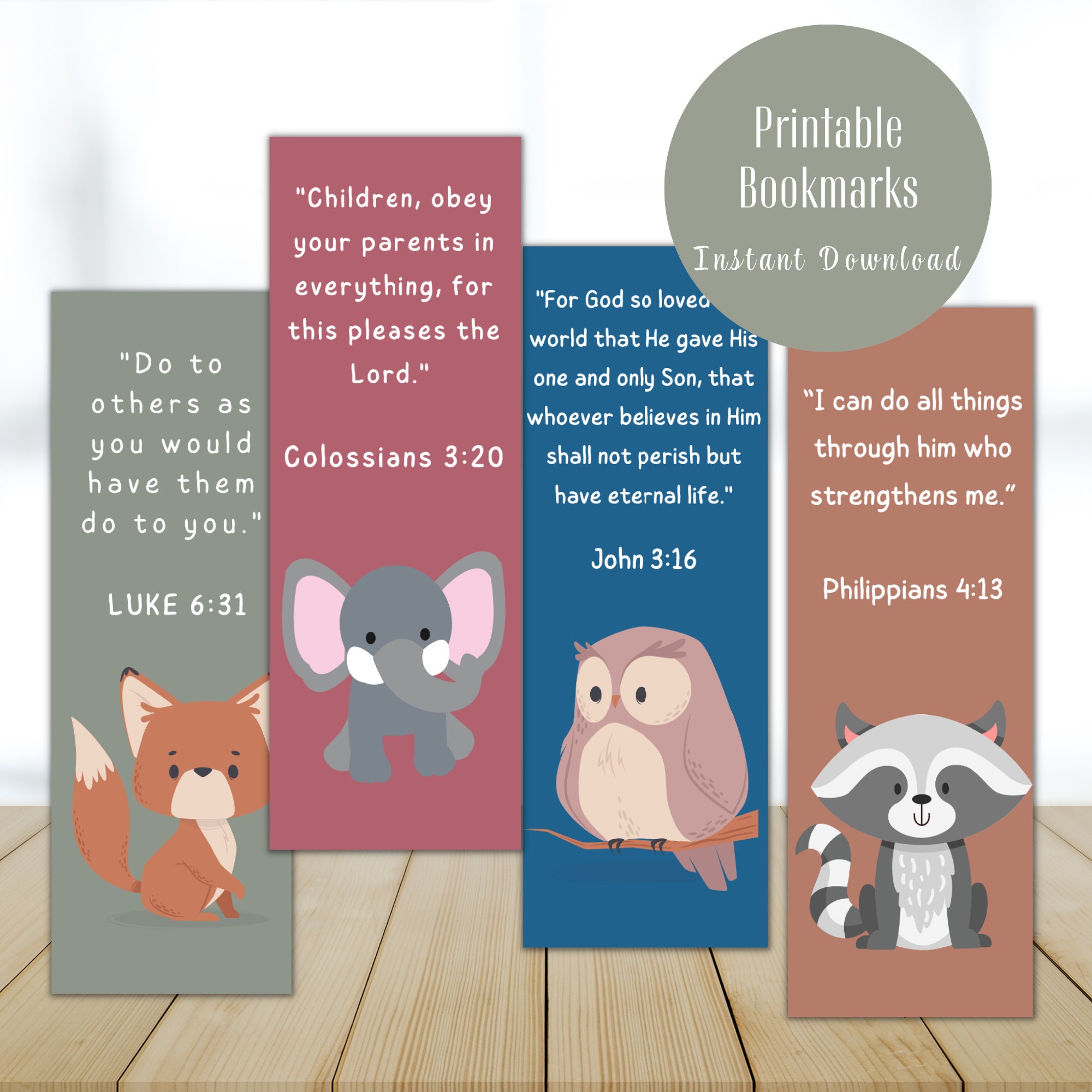 Printable Bookmarks Kids Digital Bookmark Scripture Bookmarks Children ...