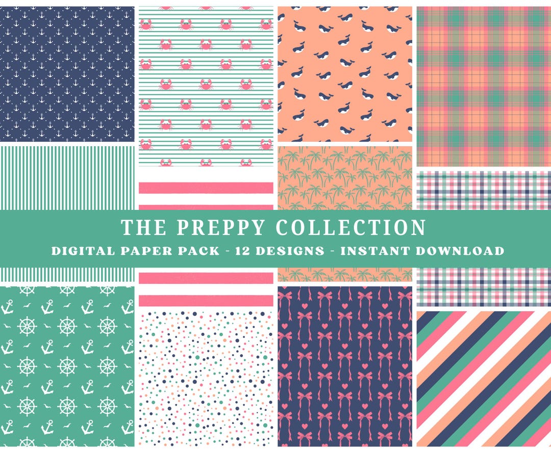 Preppy Digital Paper | Plaid Digital Scrapbook Paper | Ivy League ...