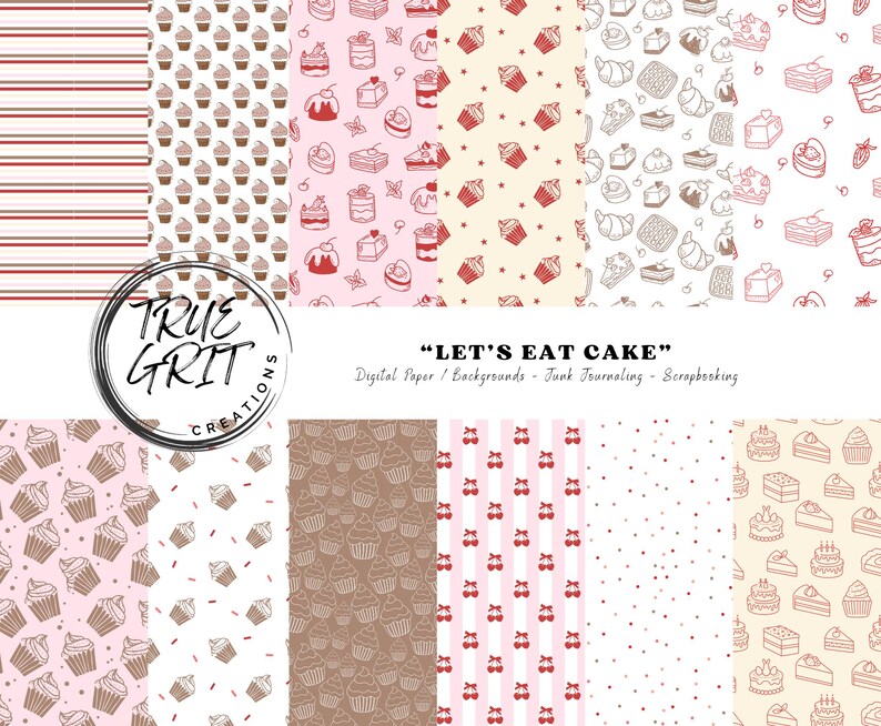 Cake Digital Paper Pack: Baking Scrapbook Patterns (digital Download ...