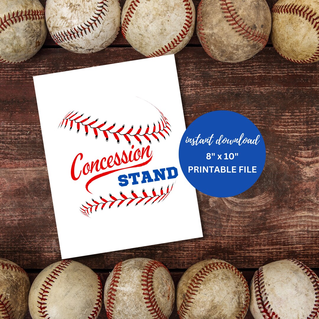 Baseball Party Printable Baseball Concession Stand Birthday Sign 8x10 ...