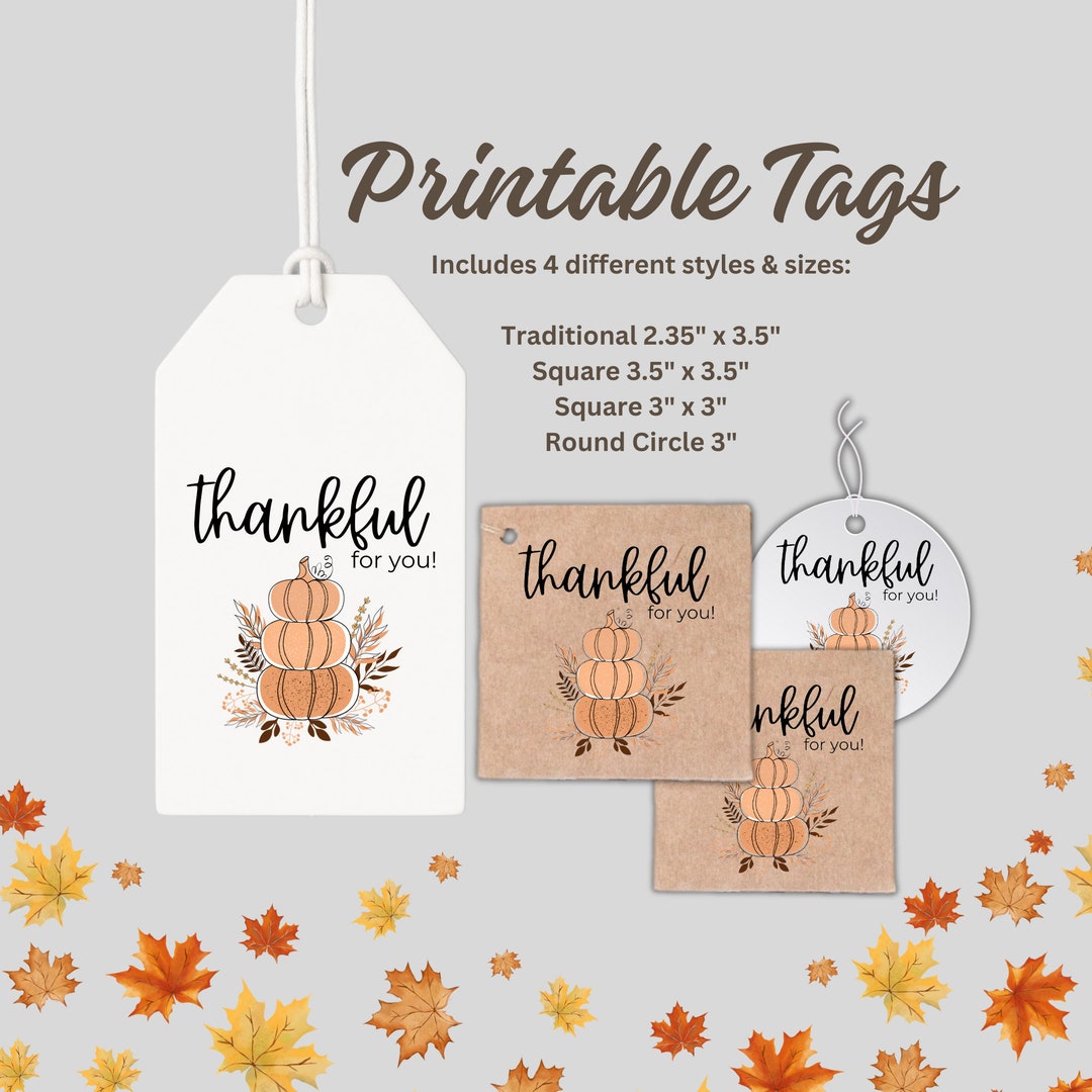 Thanksgiving Gift Tags: Printable Thankful Labels (PDF) - Etsy