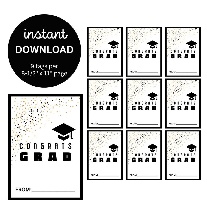 Congrats Grad Gift Tags: Printable Graduation Favor Tags (digital ...