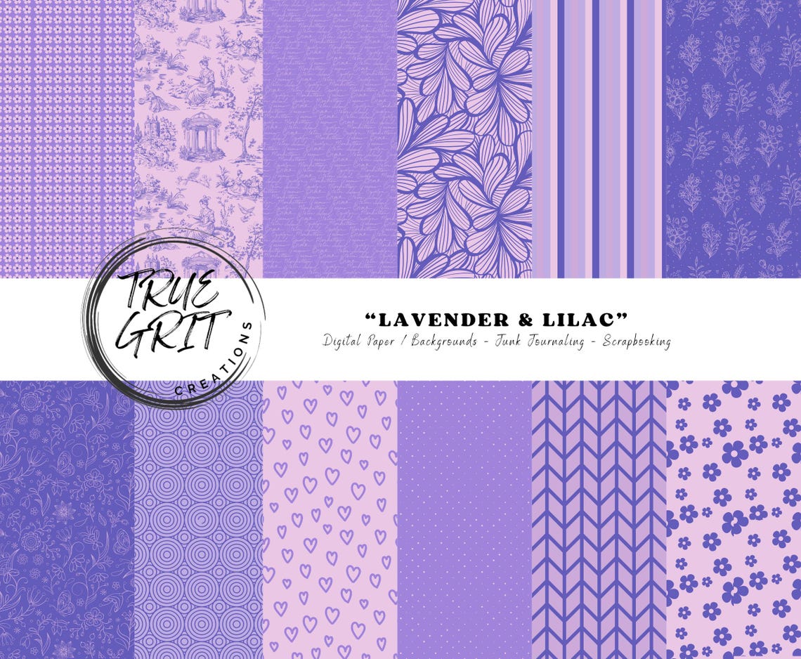Purple Seamless Paper: Lavender & Lilac Scrapbook Patterns (digital ...
