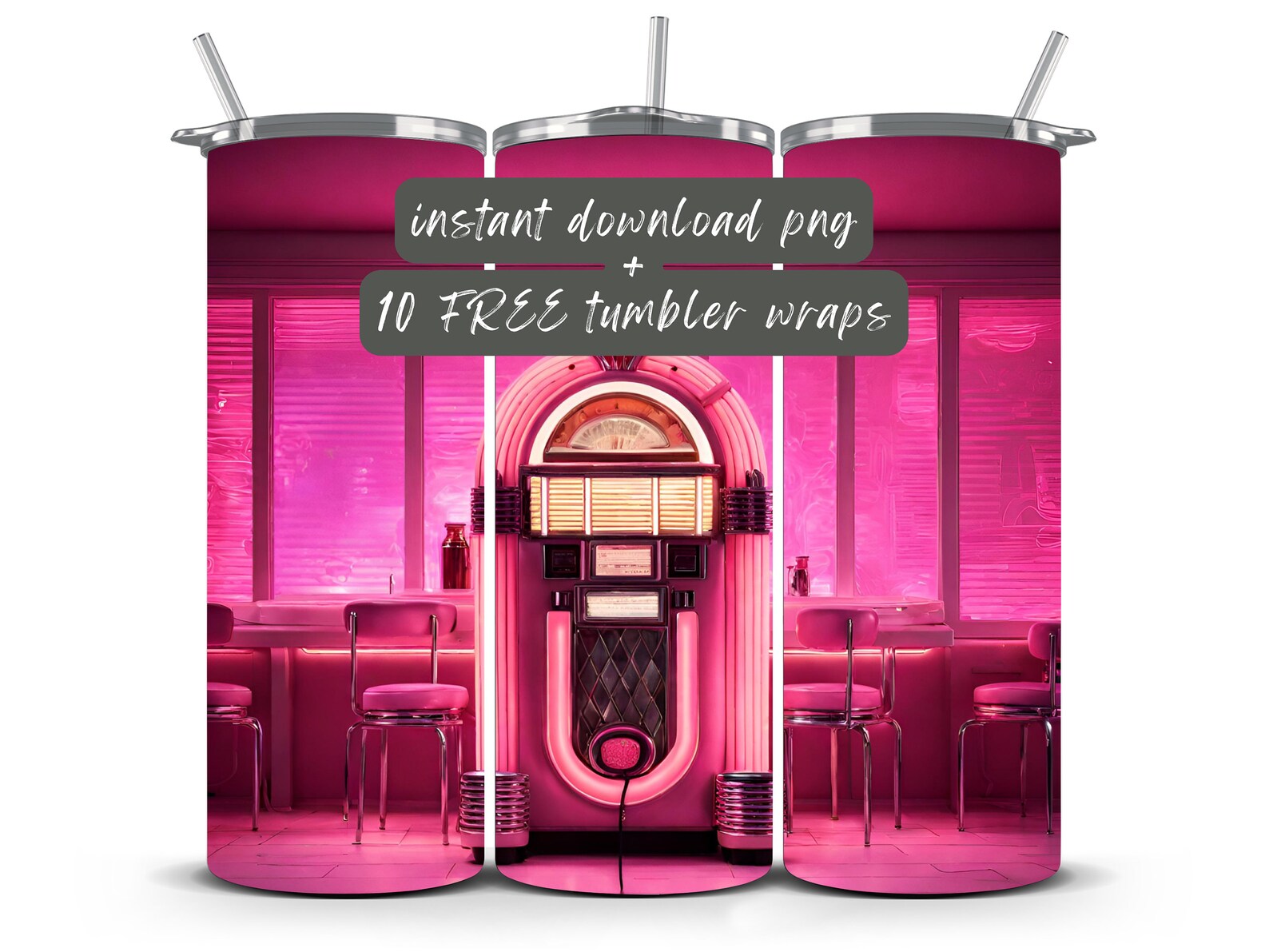 Pink Tumbler Wrap, Pink Jukebox Tumbler Wrap Png, 1950's Diner Jukebox ...
