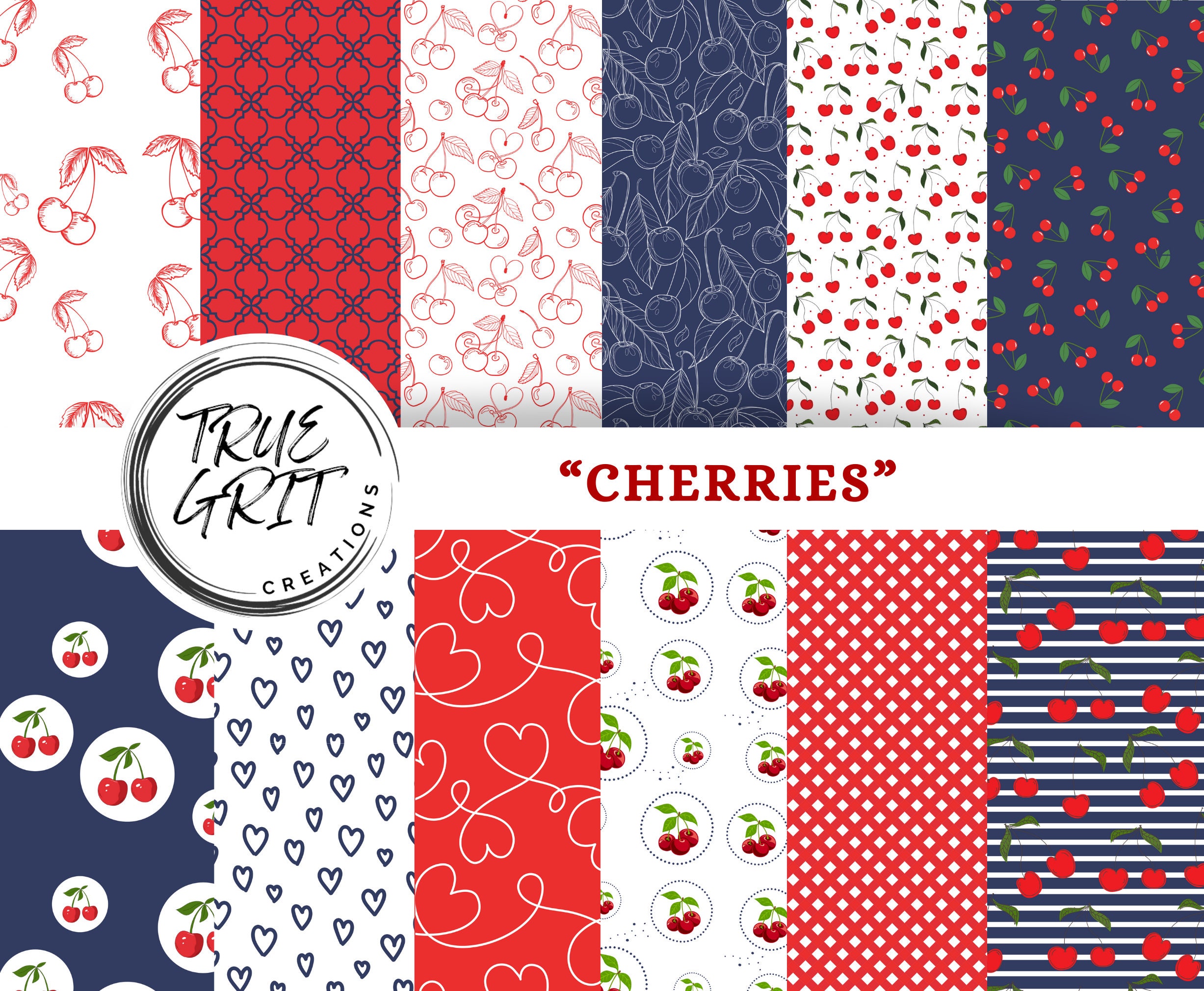 Cherry Digital Paper Pack | Seamless Cherry Patterns | Instant Download ...