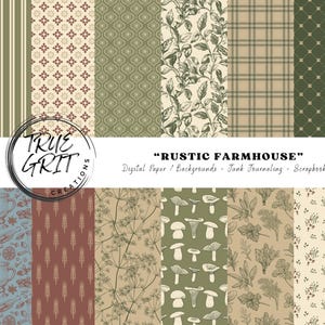 Rustic Farmhouse Digital Paper Pack: Vintage Wallpaper Patterns (PDF ...