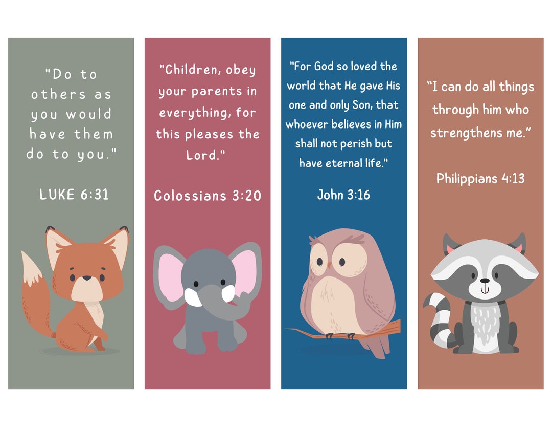Printable Bookmarks Kids Digital Bookmark Scripture Bookmarks Children ...