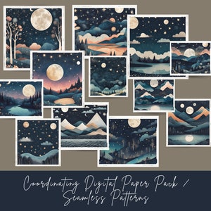 Starry Night Digital Paper Pack: Whimsical Galaxy Designs (PNG, PDF ...