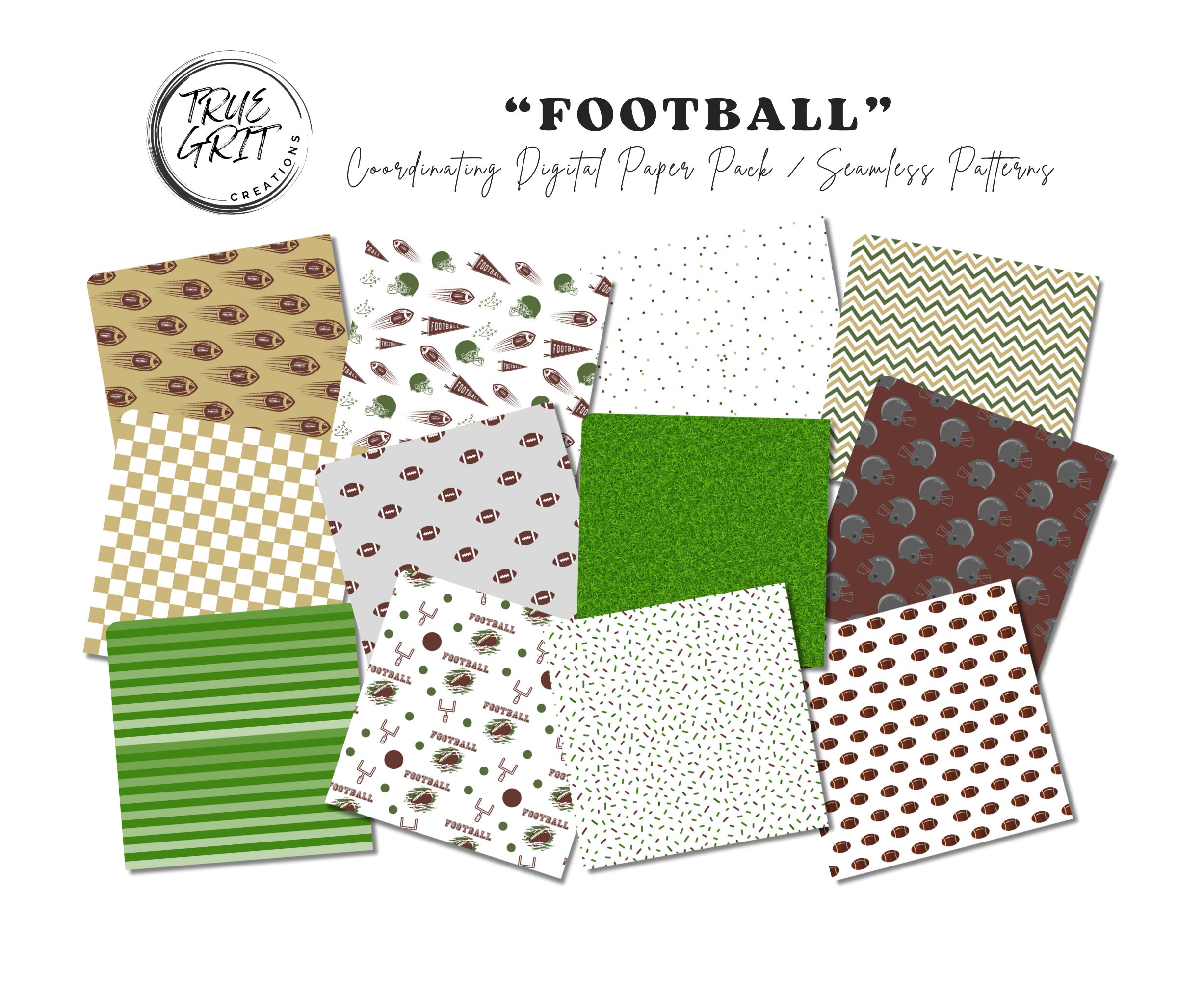 Football Pattens Digital Paper Pack Seamless Patterns Football ...