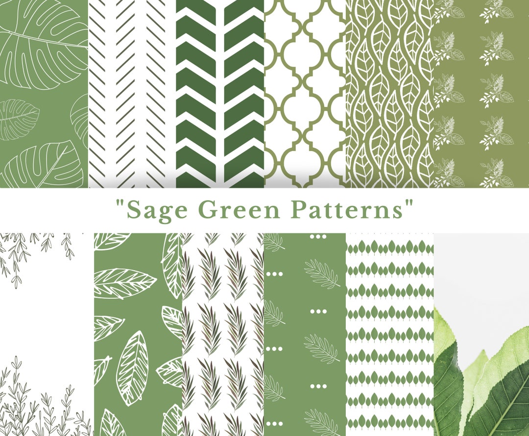 Scrapbooking Paper Sage Green Digital Paper Sage Green Seamless ...