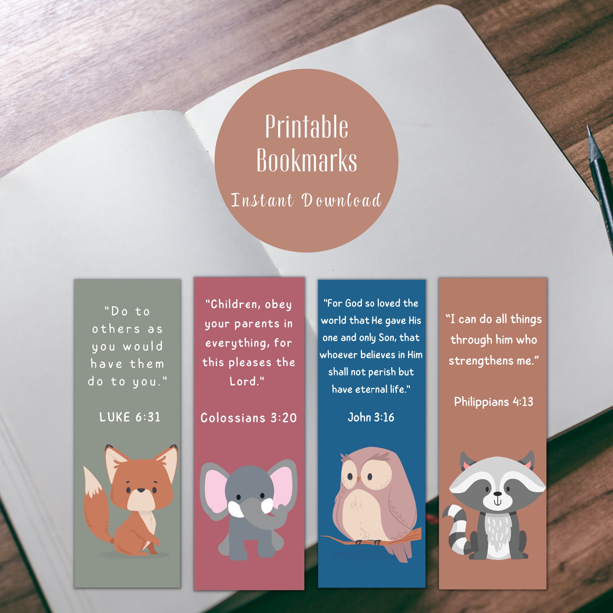 Printable Bookmarks Kids Digital Bookmark Scripture Bookmarks Children ...