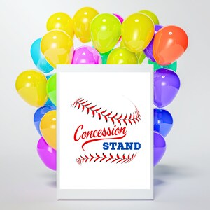 Baseball Concession Stand Sign: 8x10 Party Decoration (printable PDF ...