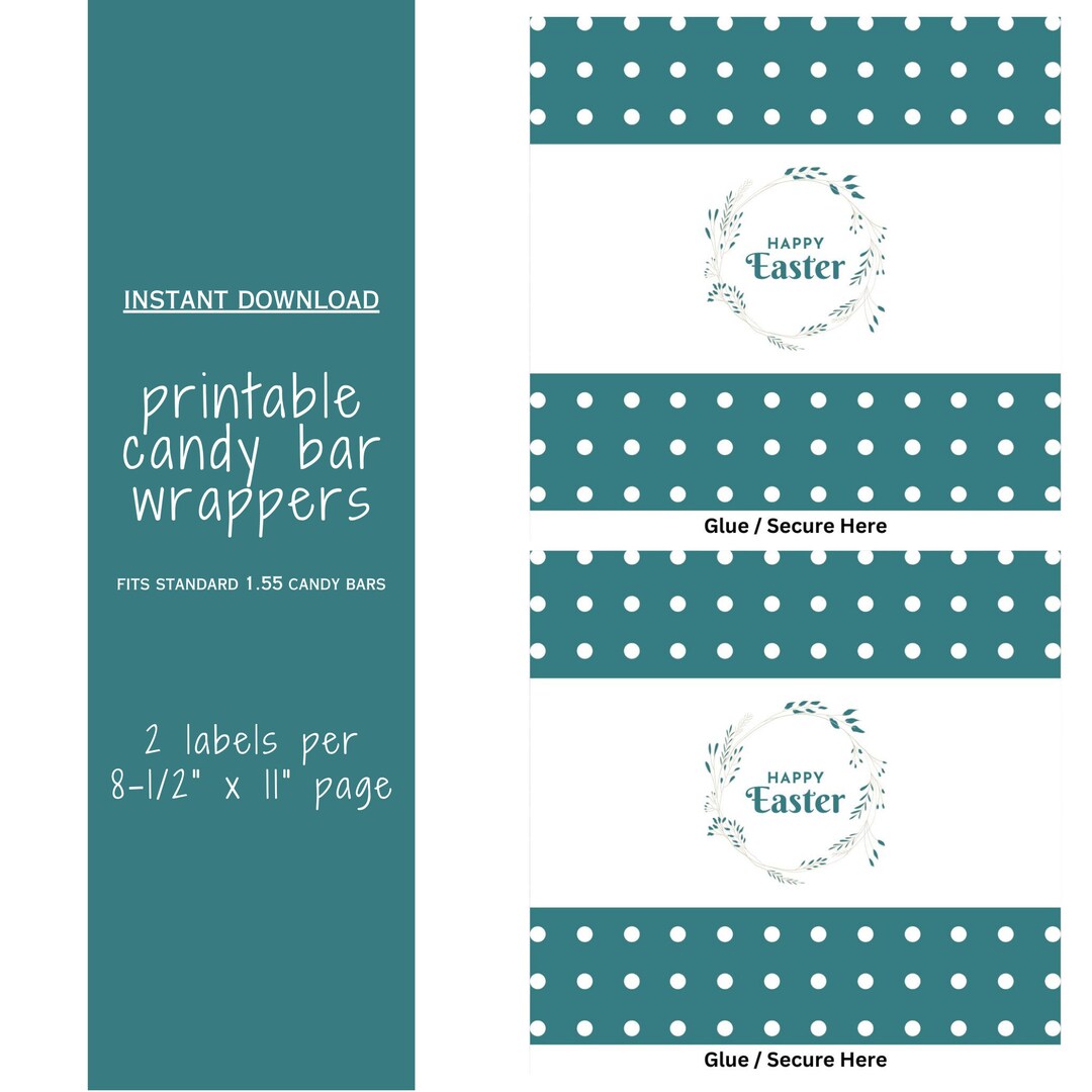 Printable Easter Candy Bar Wrapper Labels Party Favors Chocolate Bar ...