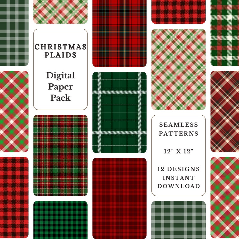 Christmas Digital Paper - Etsy