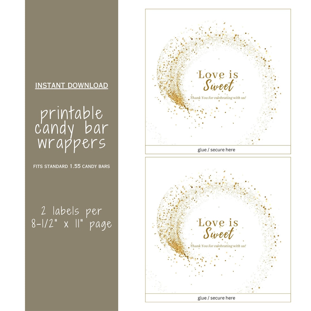 Printable Candy Bar Wrapper for Wedding Wedding Favors Chocolate Bar ...