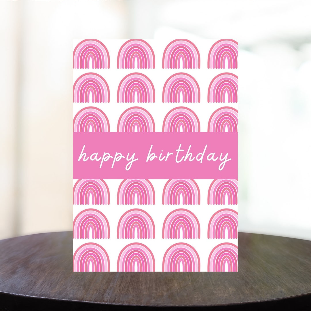 Pink Rainbow Birthday Card: Printable 5x7 Greeting (digital Download ...