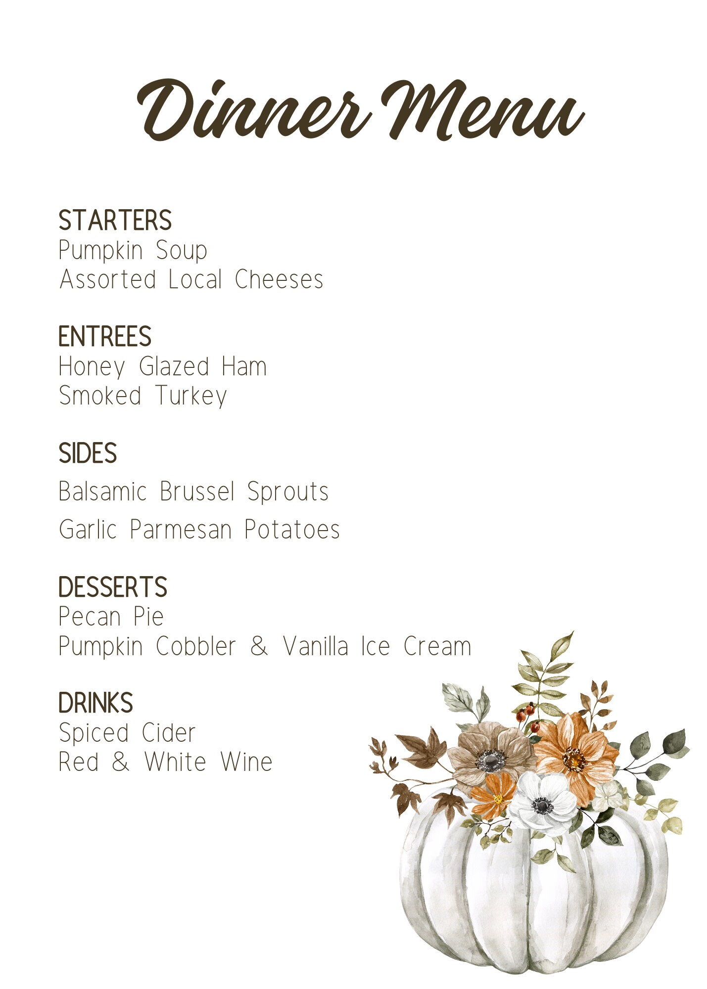 Thanksgiving Dinner Menu Template Thanksgiving Menu - Etsy