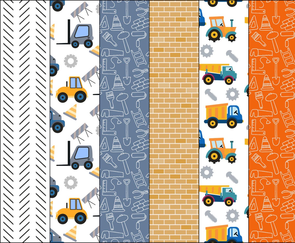 Construction Truck Digital Paper Pack: Scrapbook Patterns (digital ...