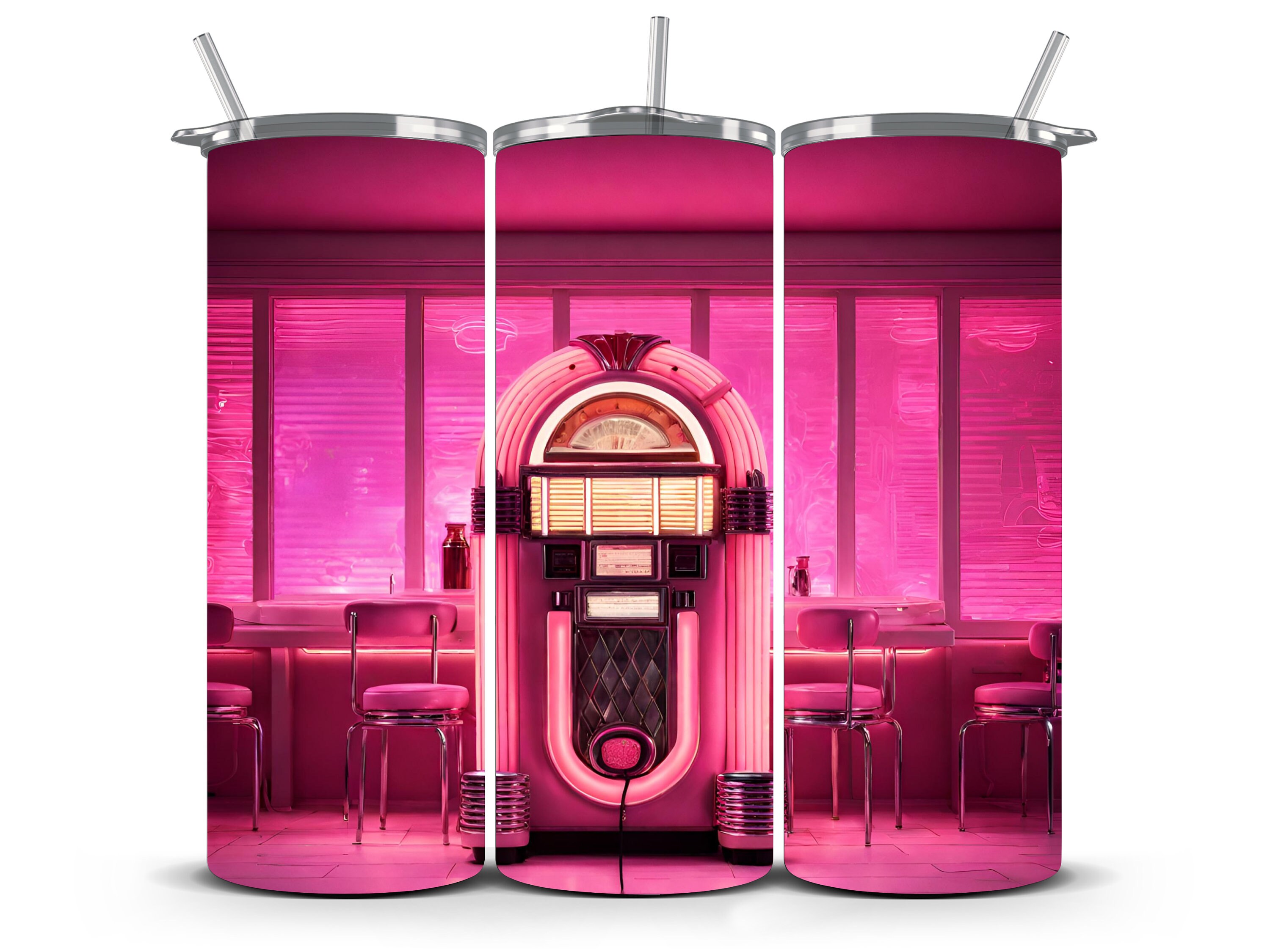 Pink Tumbler Wrap, Pink Jukebox Tumbler Wrap Png, 1950's Diner Jukebox ...