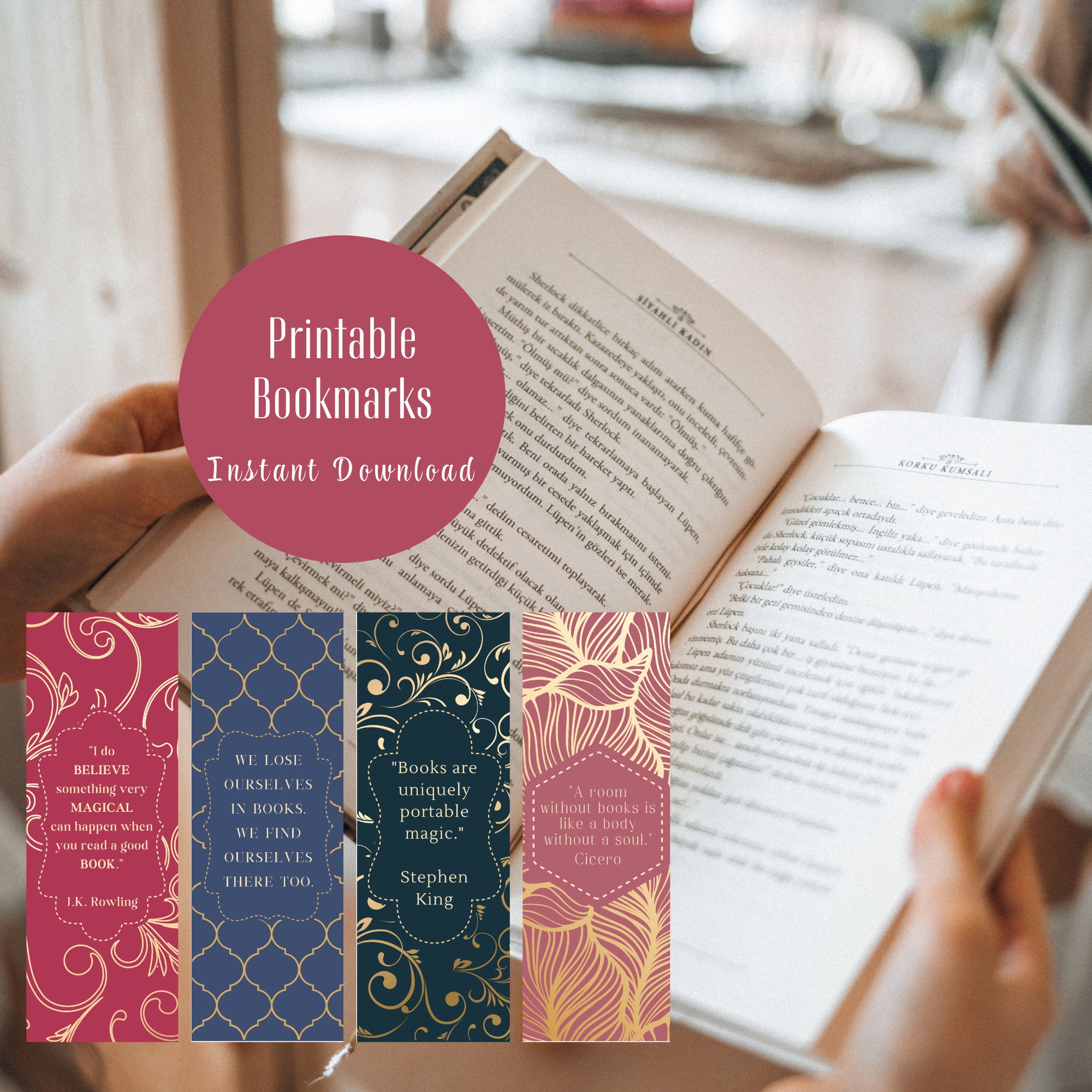 Printable Bookmarks Digital Bookmark Bookmarks for Women Printable Gift ...