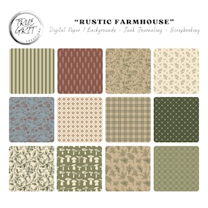 Rustic Farmhouse Digital Paper Pack: Vintage Wallpaper Patterns (PDF ...