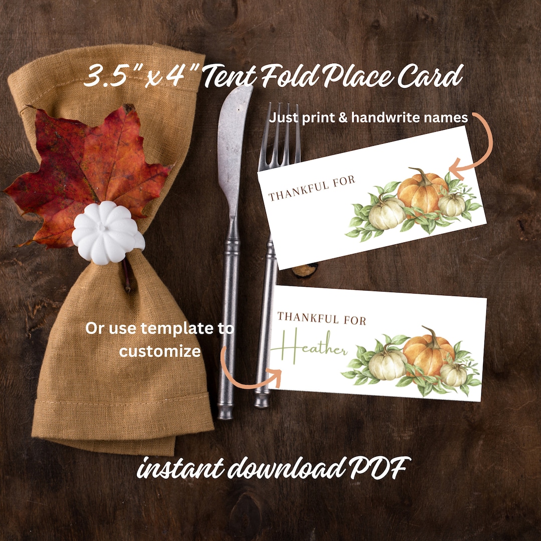 Editable Place Cards | Thanksgiving Name Cards Printable | Thanksgiving ...