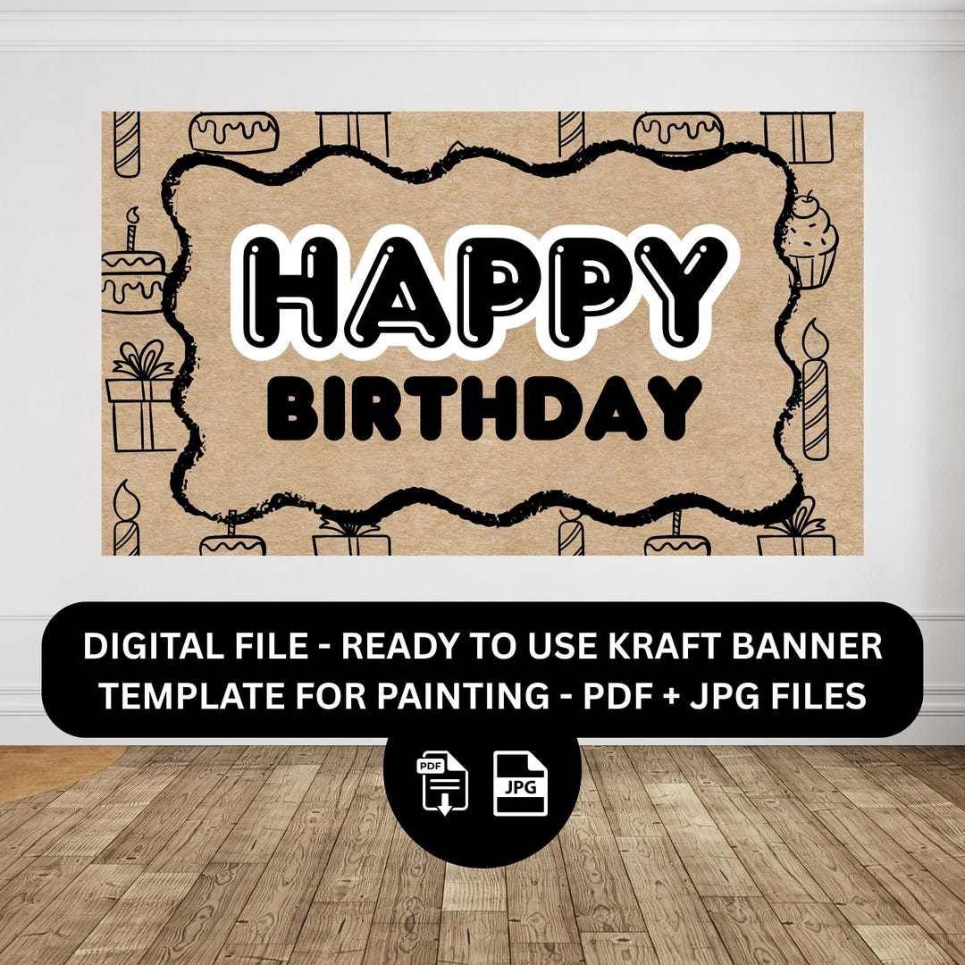 DIY Paintable Birthday Banner Template: Kraft Paper Celebration ...
